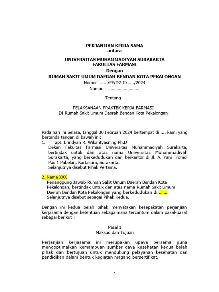 Draft MoU Apotek | PDF