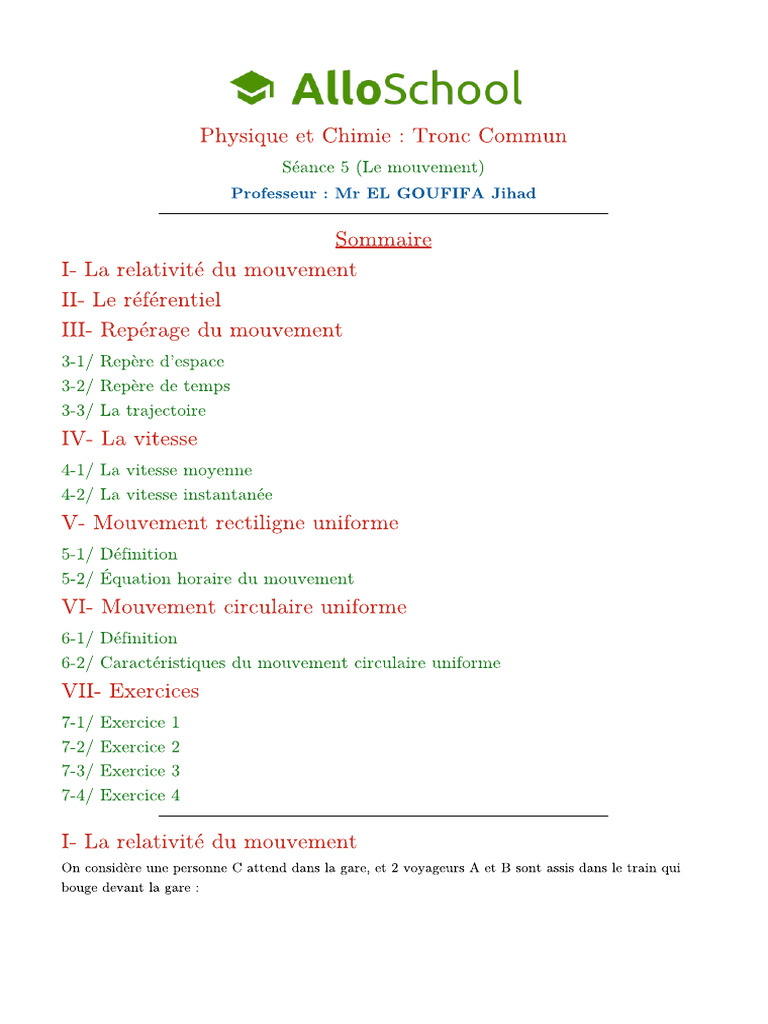 Seance 5 Le Mouvement | PDF