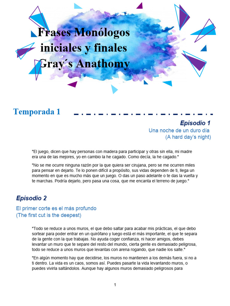 Monológos Temporada 1 | PDF