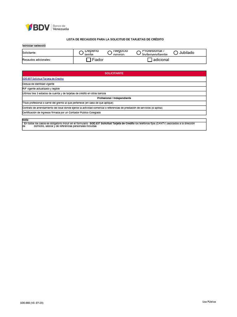 Recaudos para Solicitud de Tarjetas de Crédito | PDF