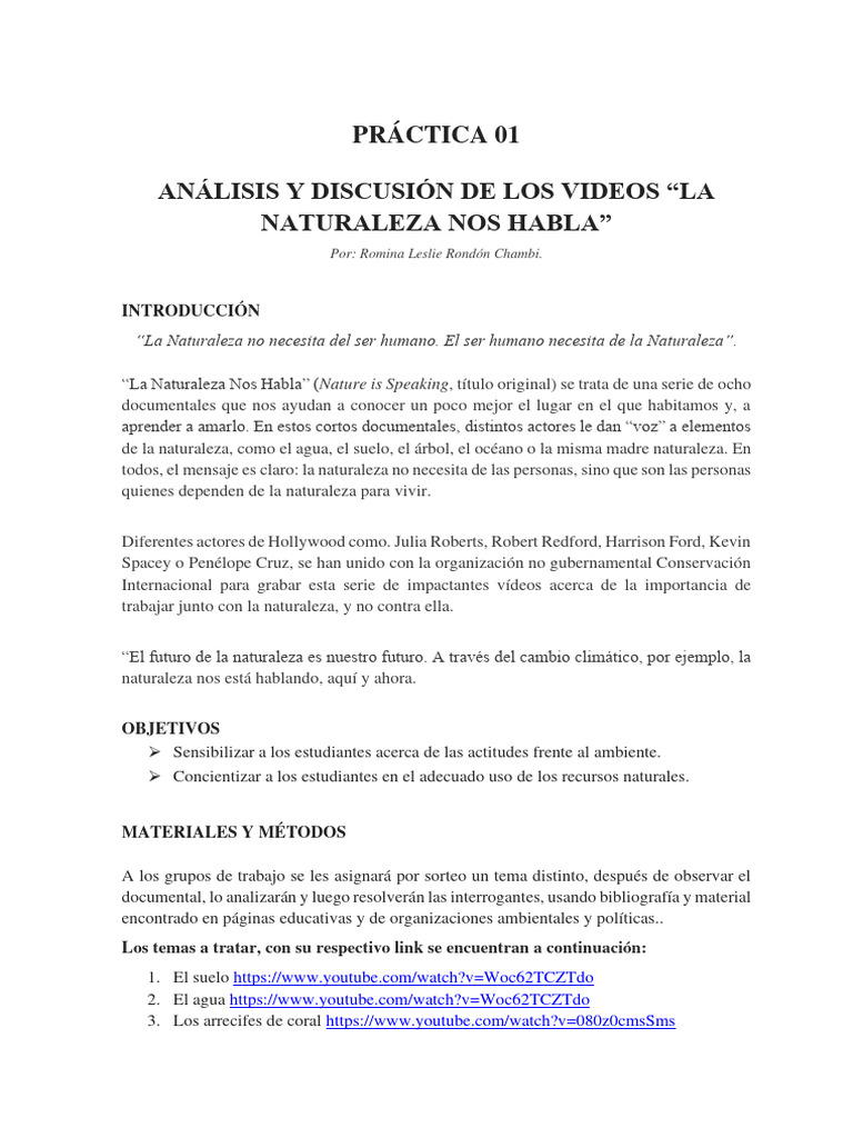 Práctica 01 | PDF | Contaminación | Naturaleza