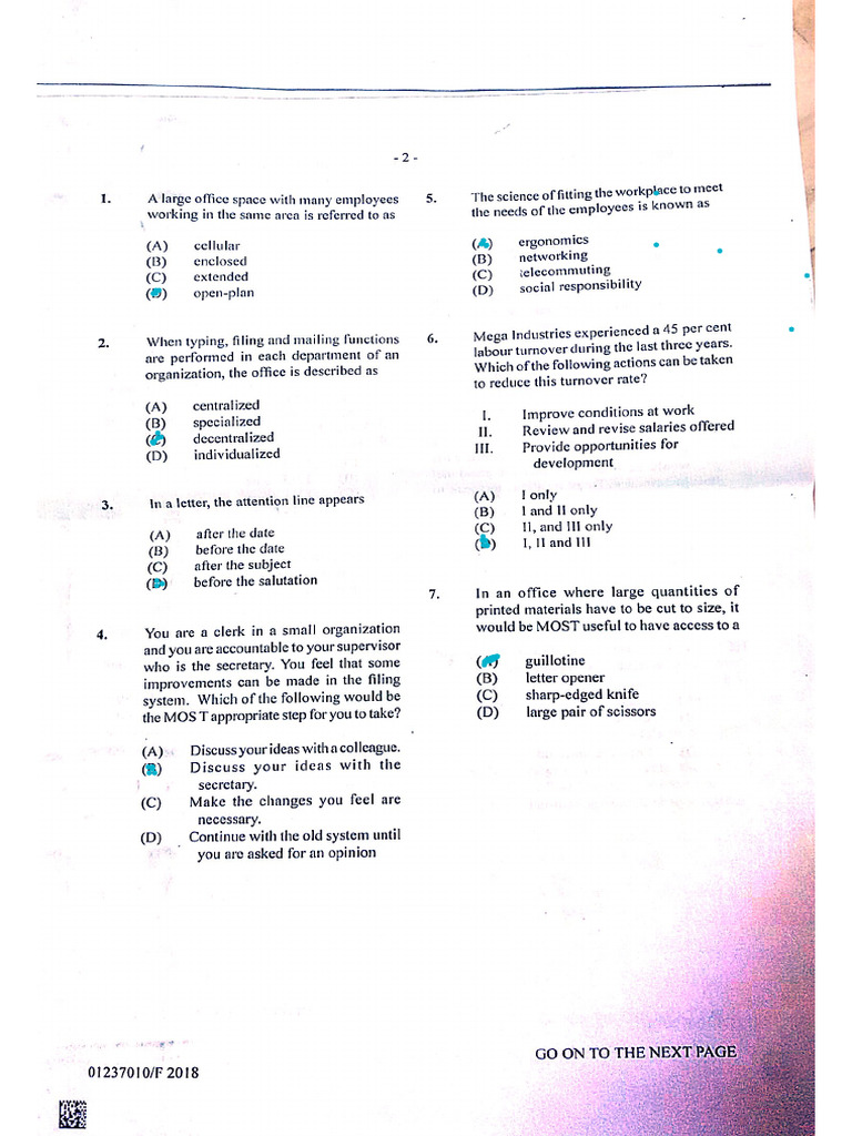 CSEC Office Administration P1 2020 | PDF