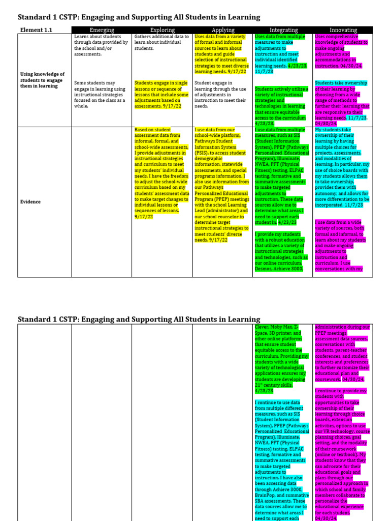 CSTP 1 Knepper 043024 | Download Free PDF | Reading Comprehension | Learning