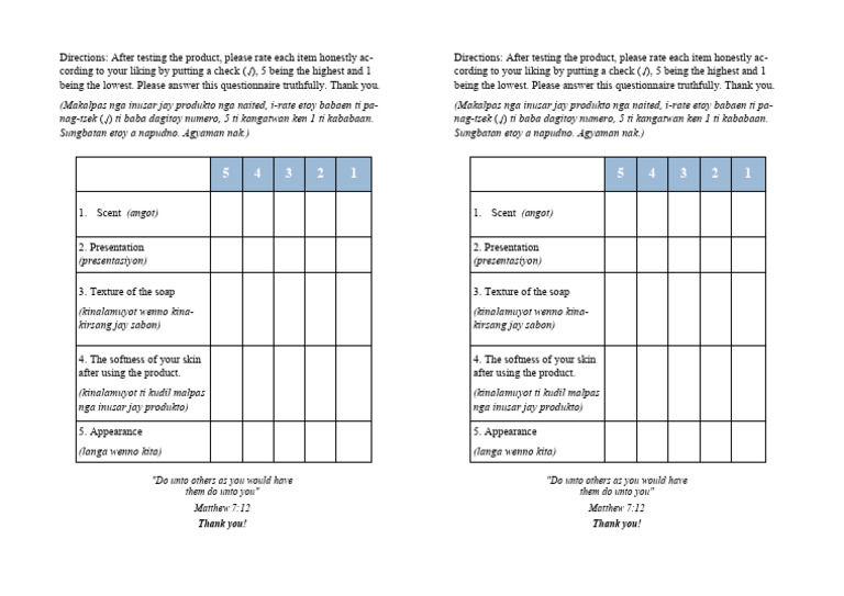 Sample Questionnaire | PDF