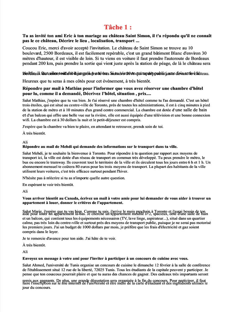 Expression Ecrite TCF Canada - Compress | PDF