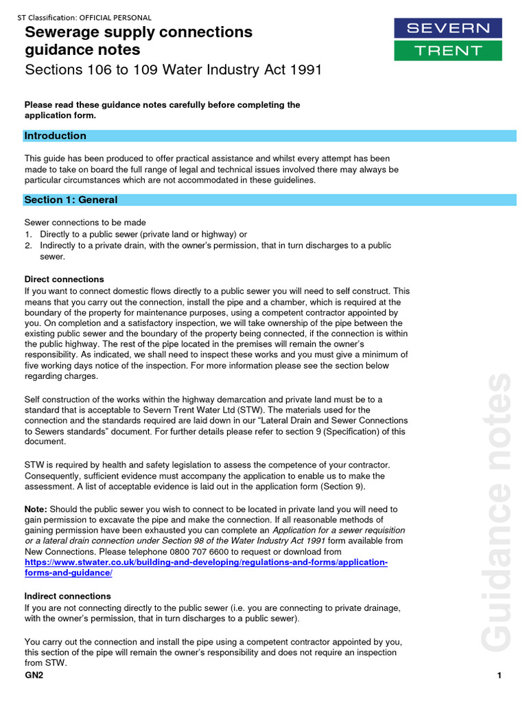 Sewer Connection Guidance Notes | PDF | Sanitary Sewer | Sewerage
