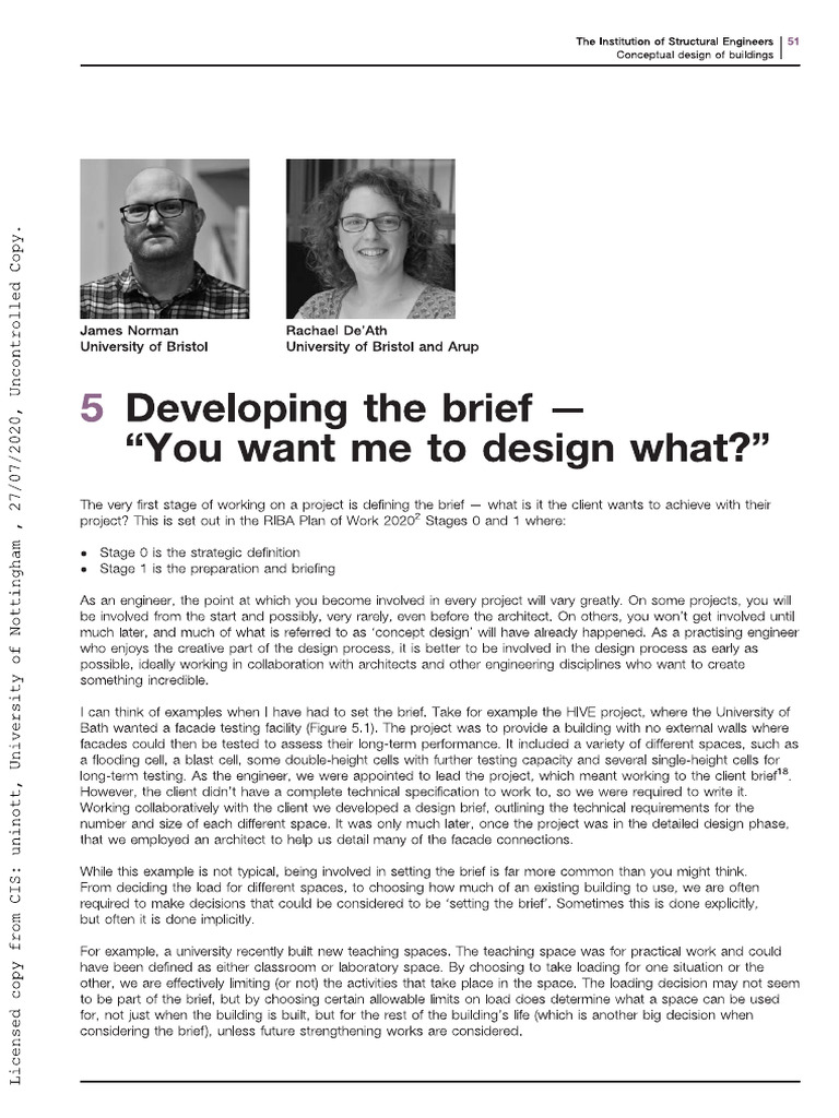 IStructE Guide To Concept Design - CH 5 - Developing The Brief | PDF