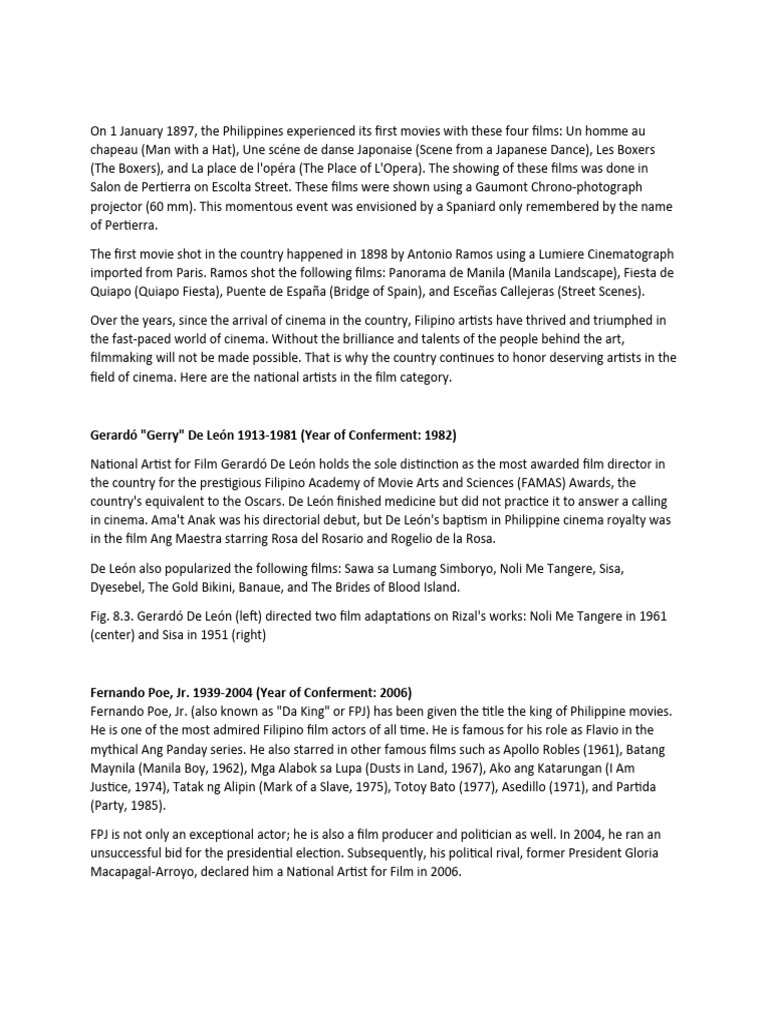 National Artists in Philippine Cinema | PDF | Philippines
