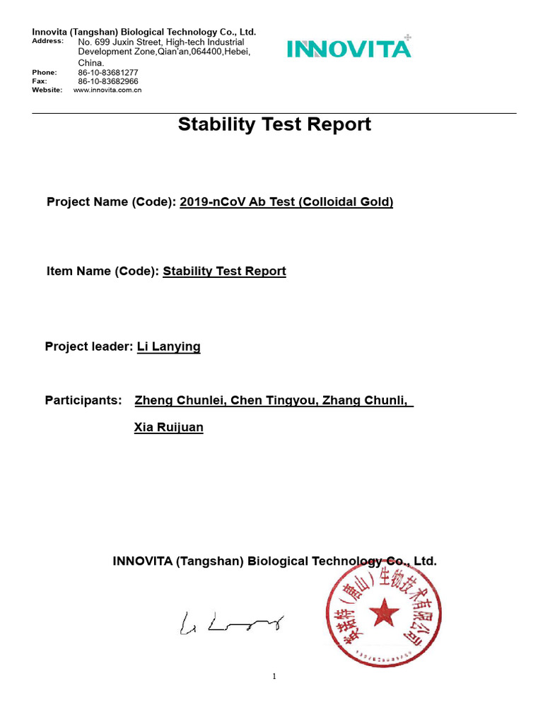 10.3.nCoV Ab - Stability Test Report - 6M.pdf (New) | PDF | Blood ...