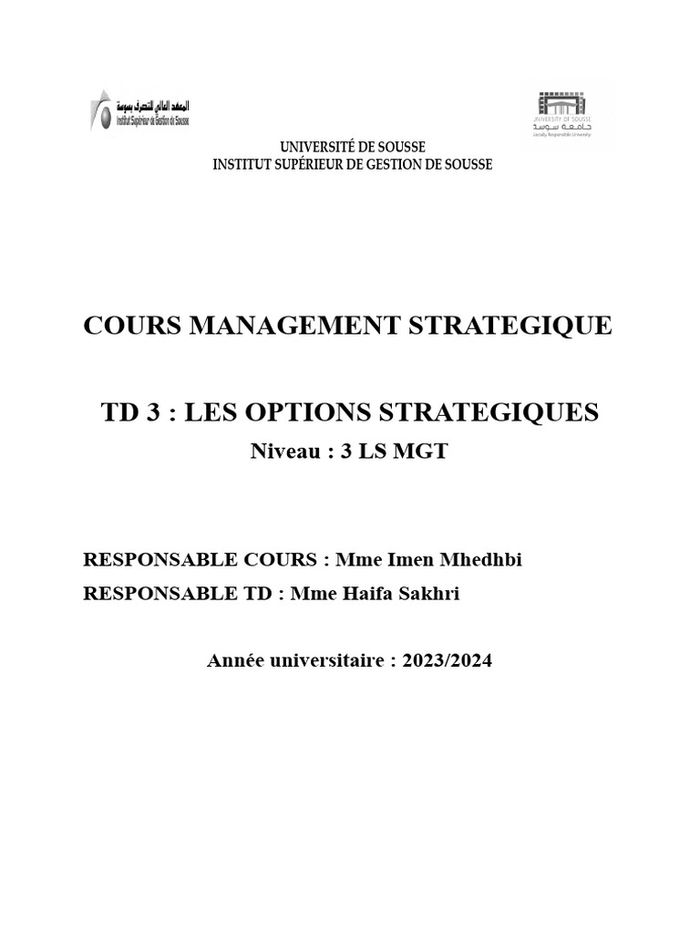 TD3 Options Strategiques | PDF | Finance et gestion monétaire ...
