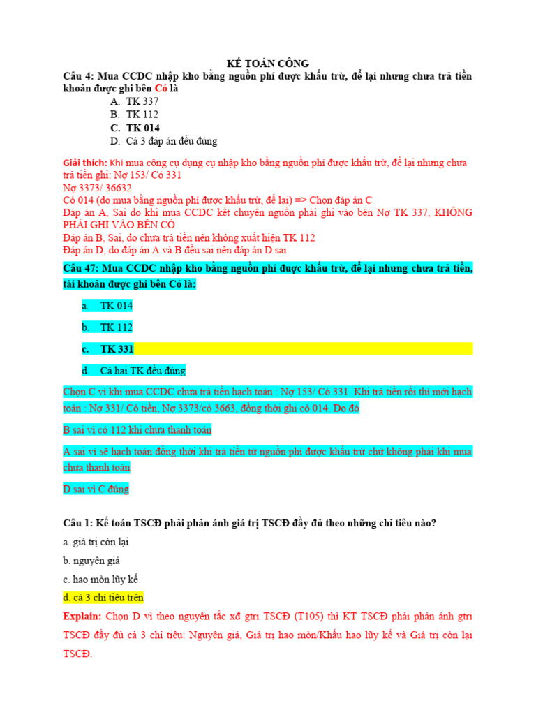 Trac Nghiem KTC | PDF