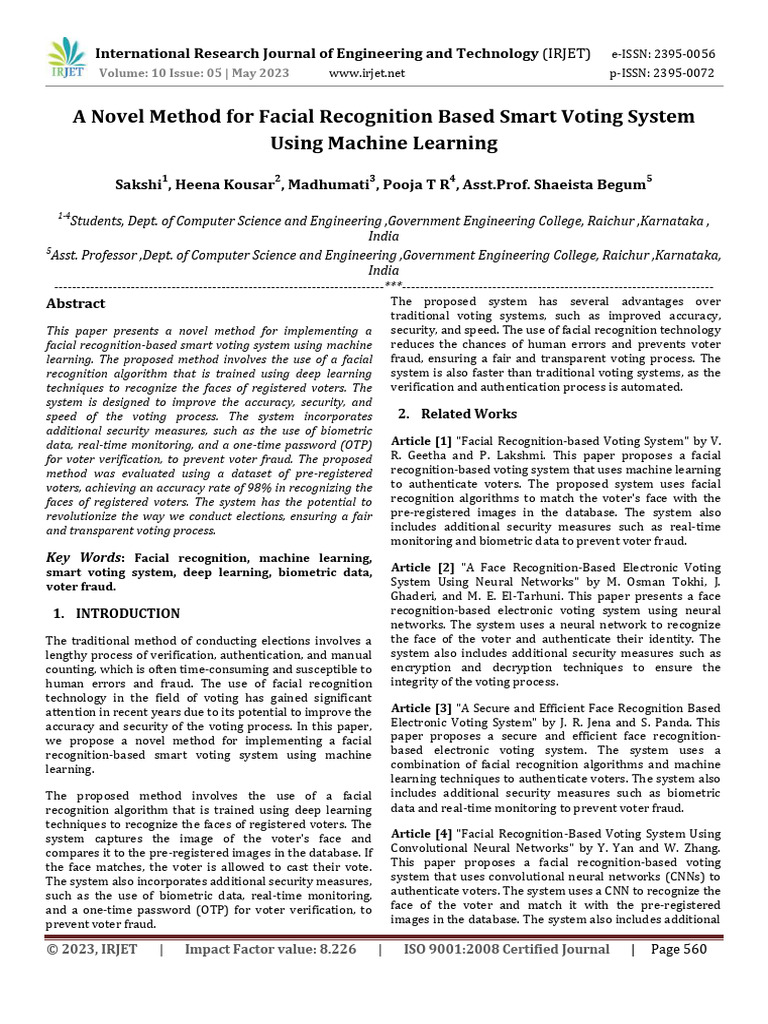 A Novel Method For Facial Recognition Ba | PDF | Biometrics | Deep Learning