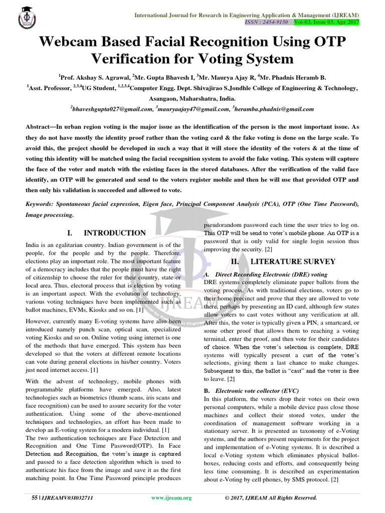 Webcam Based Facial Recognition Using OT | Download Free PDF | Eigenvalues And Eigenvectors ...