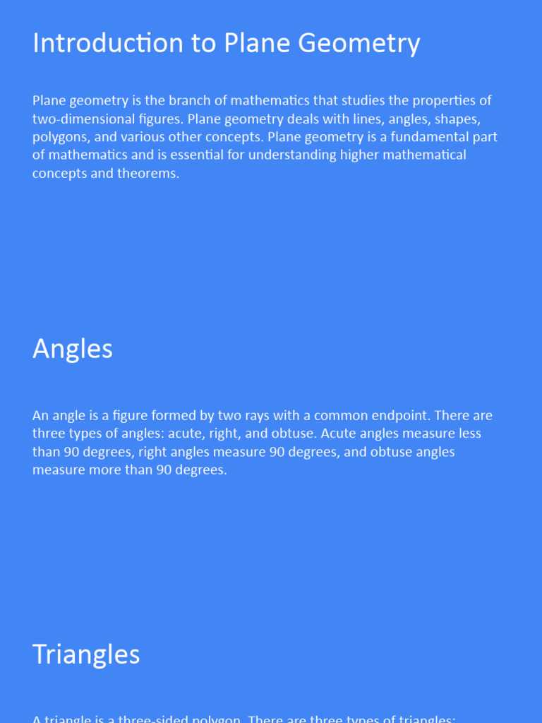 Plane Geometry | PDF | Triangle | Shape