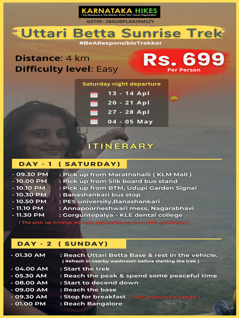 Uttari Betta Sunrise Trek Details | PDF