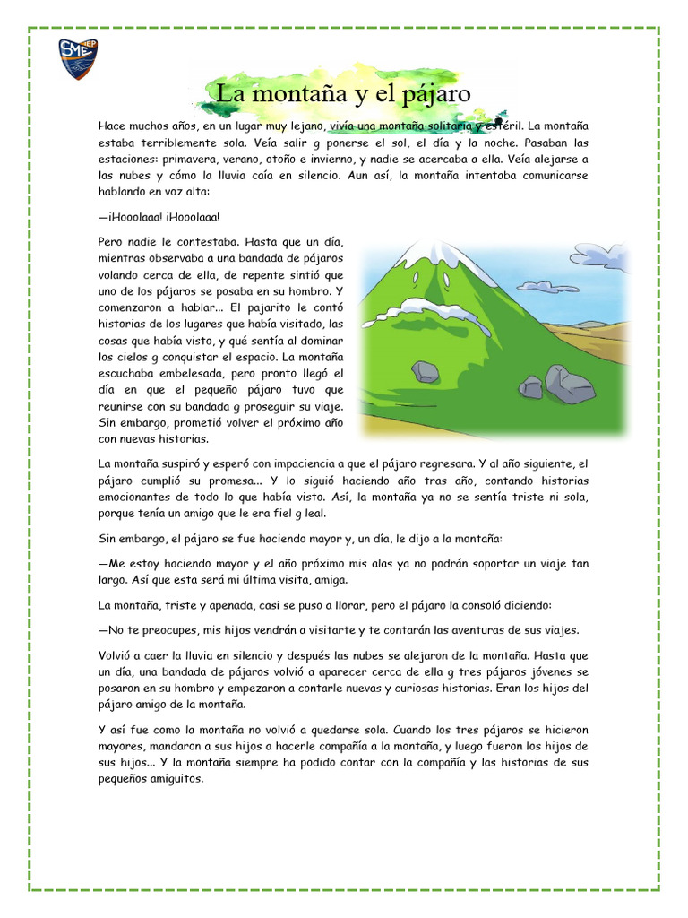 La Montaña y El Pájaro CUENTO | PDF