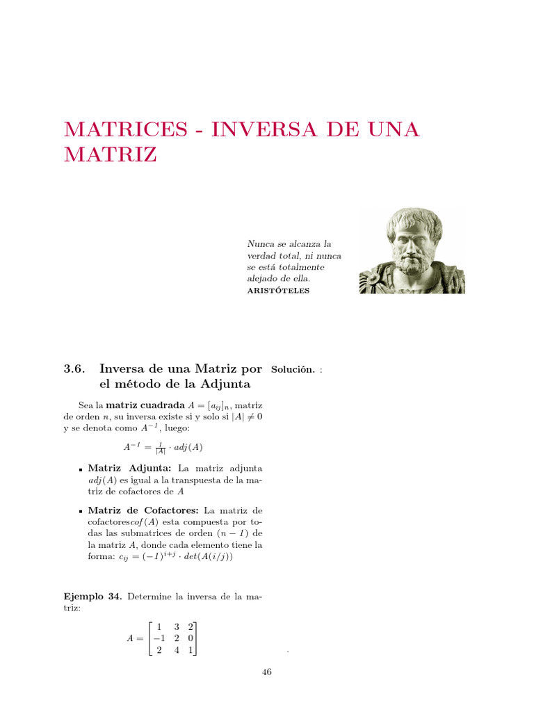 Inversa de Matrices: Métodos y Ejemplos | PDF | Matriz (Matemáticas) | Física Matemática
