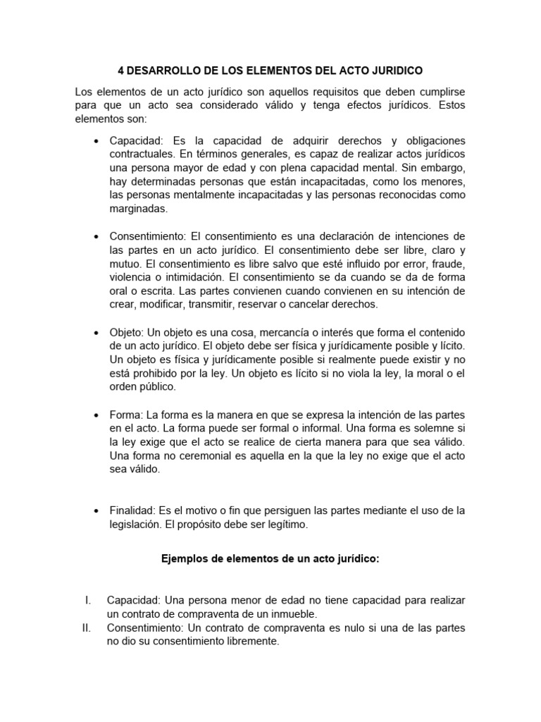 4 Desarrollo de Los Elementos Del Acto Juridico | PDF | Justicia ...