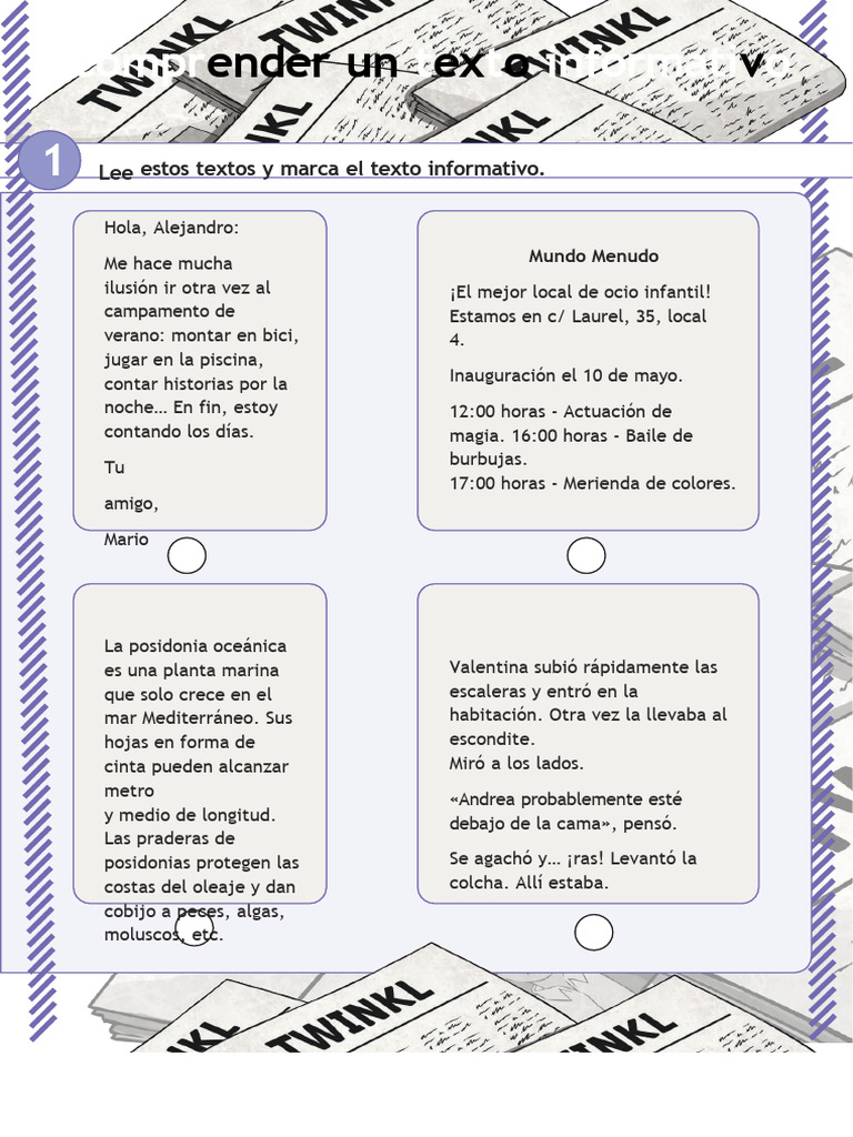 Comprender y Escribir Un Texto Informativo | PDF | Nutria | Zoología