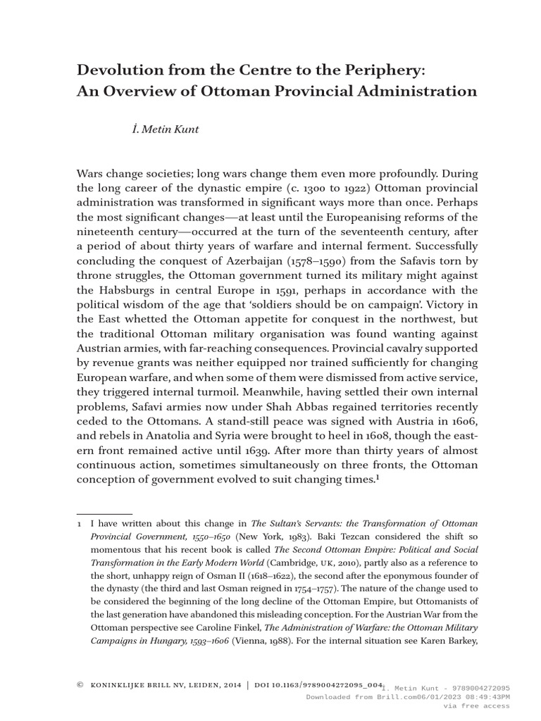 Devolution From The Centre To Periphery - An Overview of Ottoman Provincial Administration | PDF ...