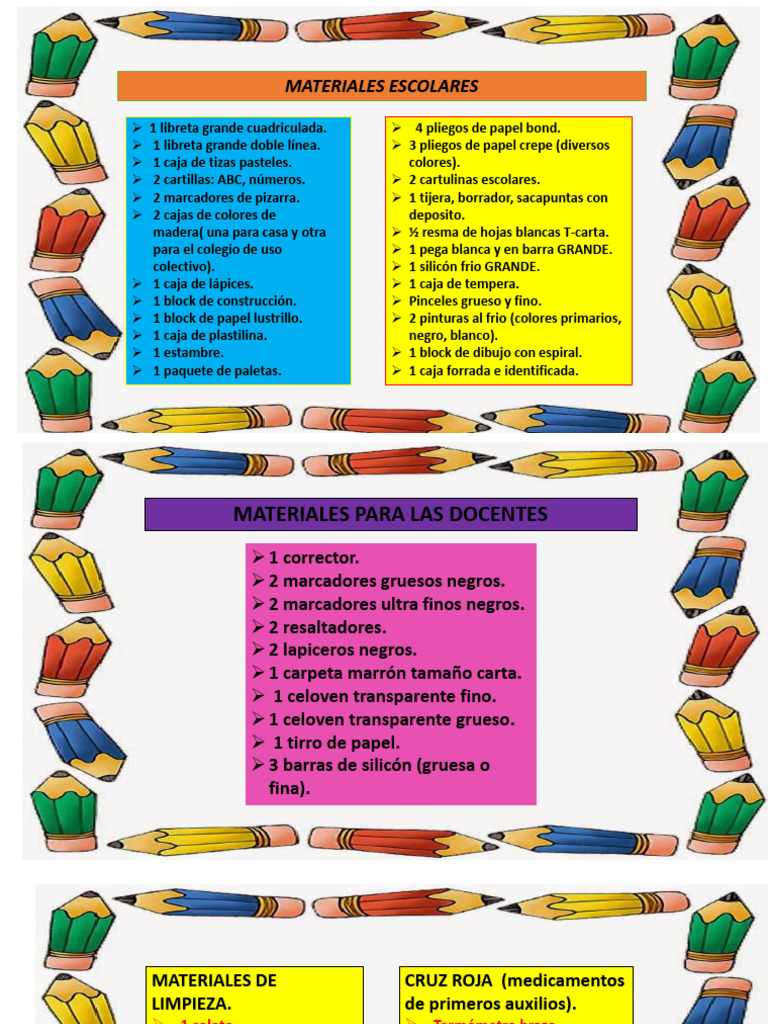 utiles preescolar 3a | PDF