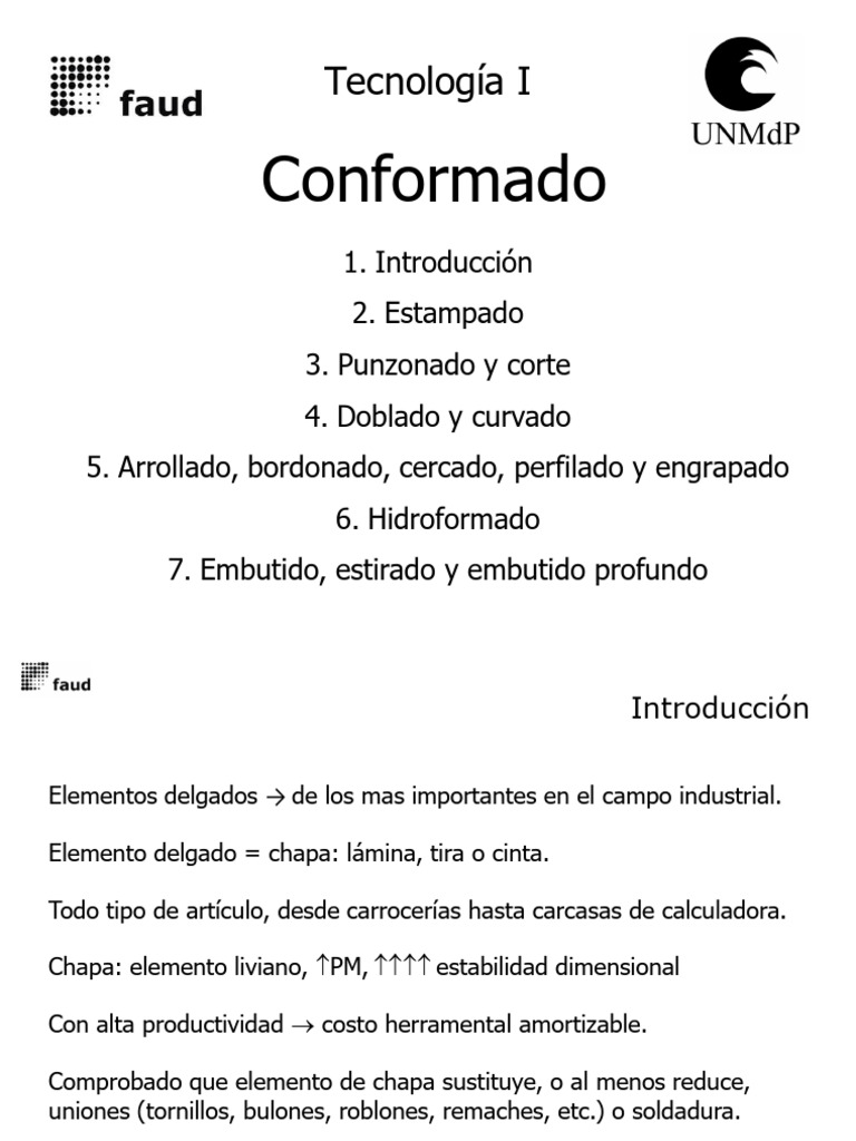 Diapositivas - U2.2 - Conformado | PDF | Procesos industriales | Ingeniería mecánica