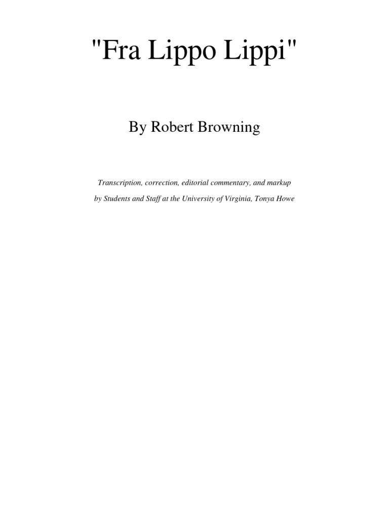 Browning Fra Lippo Lippi | PDF