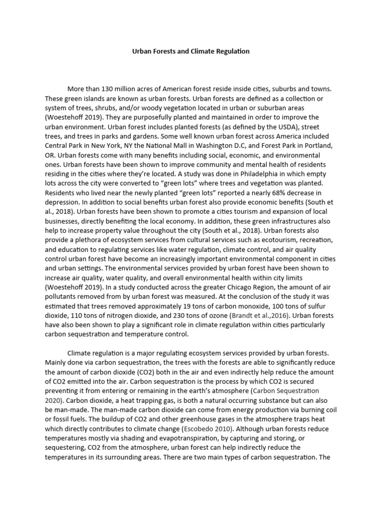 Urban Forests And Climate Regulation Pdf Carbon Sequestration