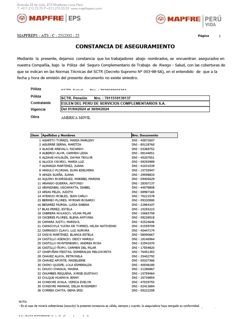 SCTR Nestor | PDF | Seguro