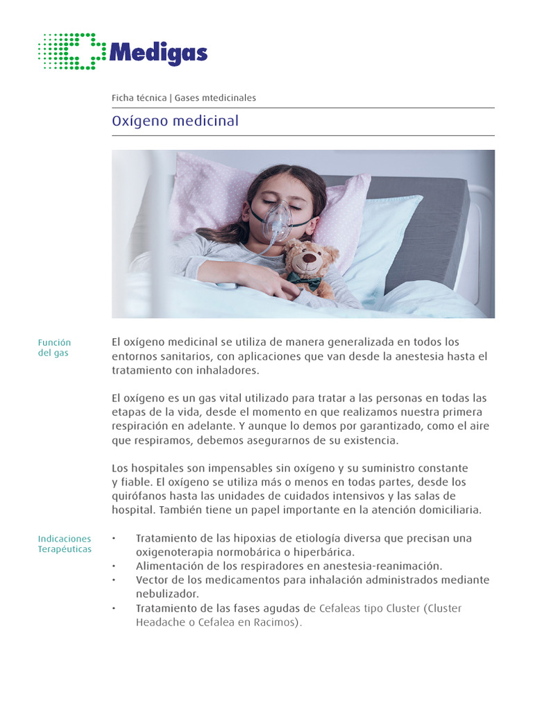 Medigas FT Oxigeno Medicinal | PDF | Oxígeno | Química