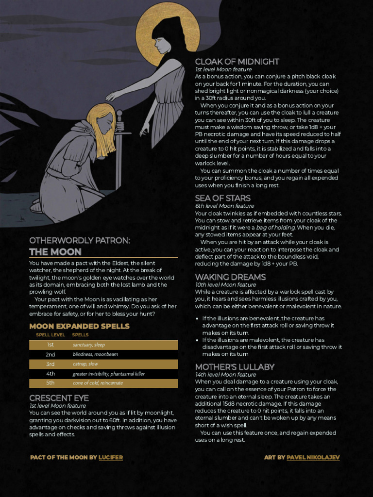 Warlock Patron - The Moon | PDF
