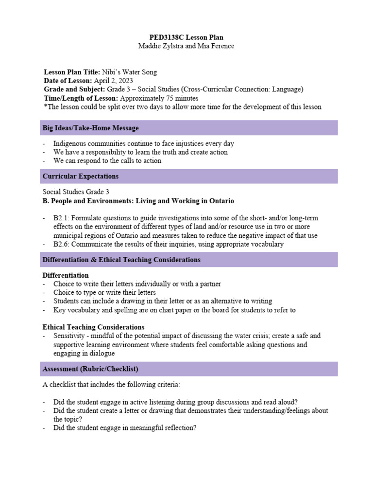 Grade 3: Understanding Water Injustice | PDF | Lesson Plan | Thought