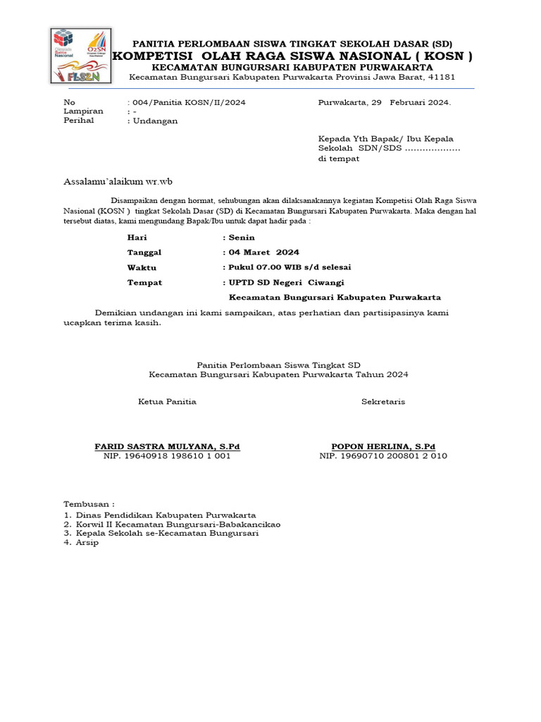 Surat Undangan Lomba FLS2N-OSN 2024 | PDF