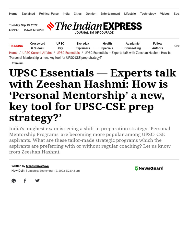 UPSC Essentials - Experts Talk With Zeeshan Hashmi: How Is Personal ...