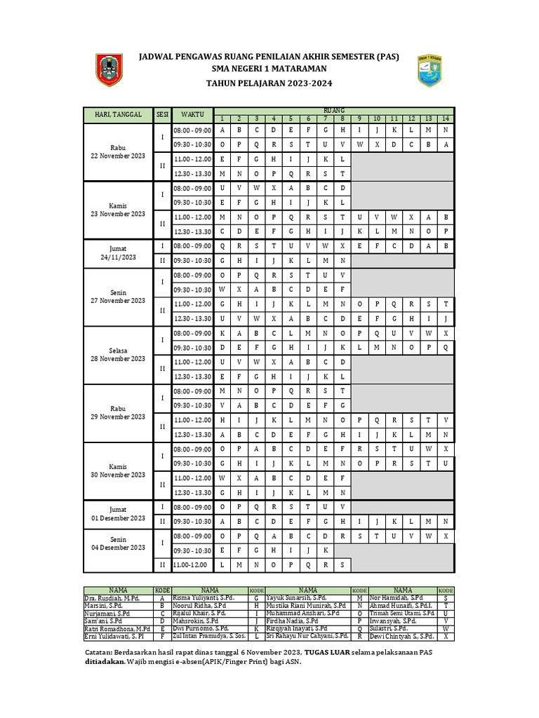 REVISI JADWAL PENGAWAS | PDF
