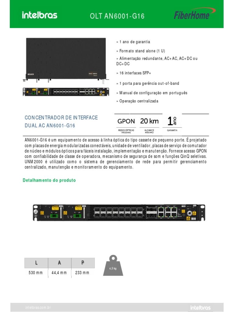 Datasheet OLT AN6001-G16 | PDF | Ethernet | Roteamento