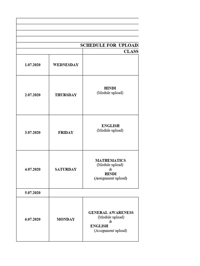 Class I & II Online Schedule 2020 | PDF