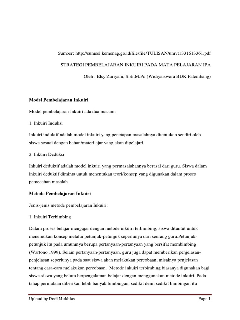 Macam Model Pembelajaran Inkuiri | PDF