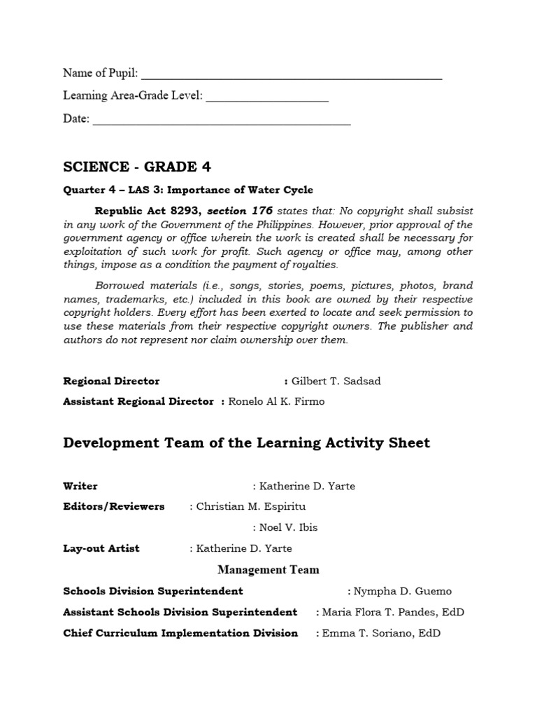 quarter-4-science-4-las-3 | PDF | Water Vapor | Evaporation