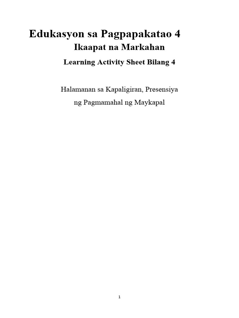 Esp4 Q4 Week 4 | PDF