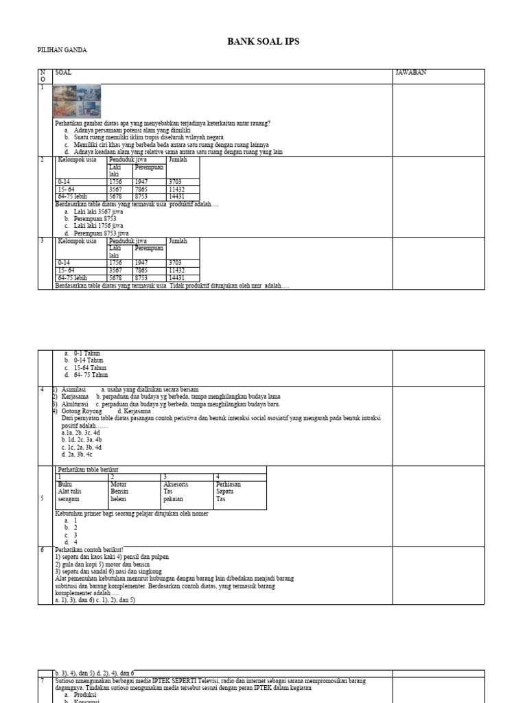 Soal Ips 2024 | PDF | Ilmu Sosial | Perjalanan