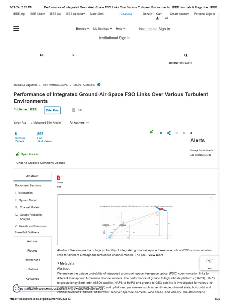 Performance of Integrated Ground-Air-Space FSO Links Over Various Turbulent Environments - IEEE ...
