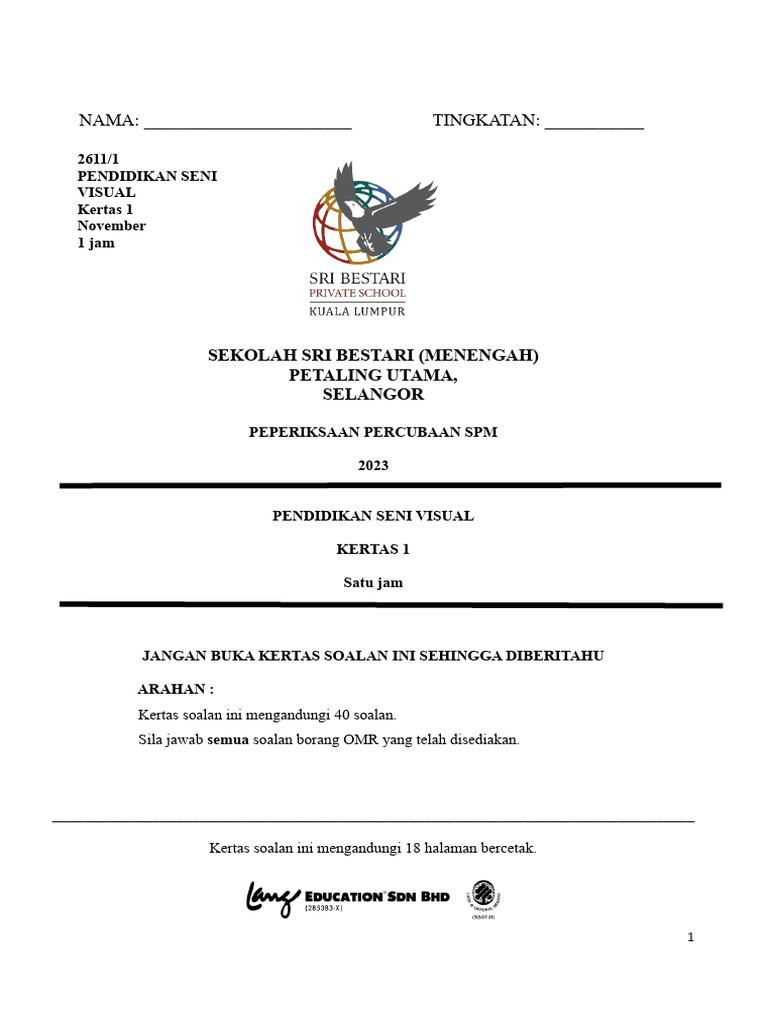 p1 Trial SPM 2023 | PDF