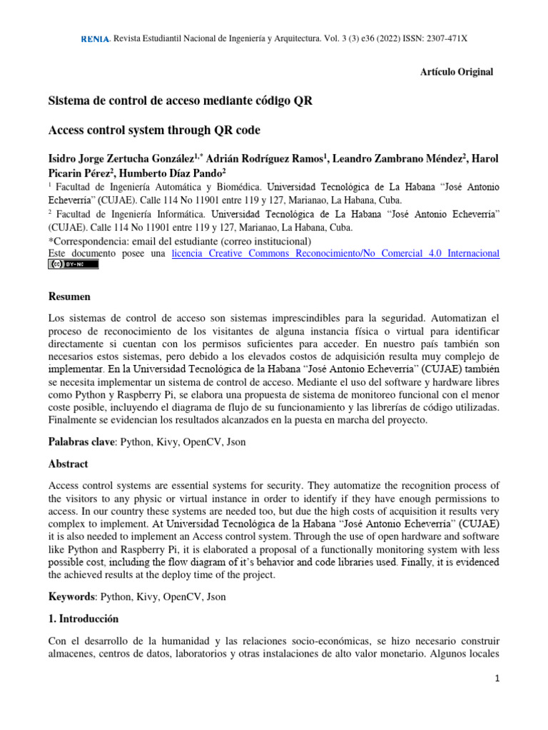 E36 Sistema de Control de Acceso Mediante Código QR | Descargar gratis ...