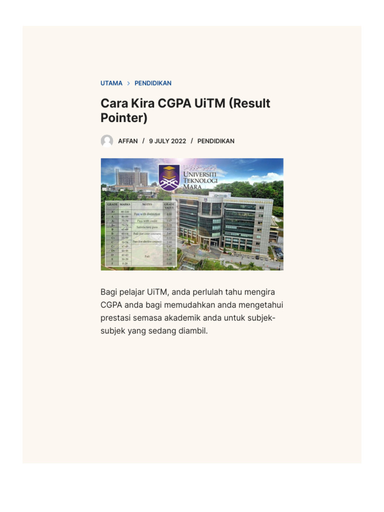 Cara Kira CGPA UiTM (Result Pointer) | PDF | Karier & Perkembangan | Bisnis