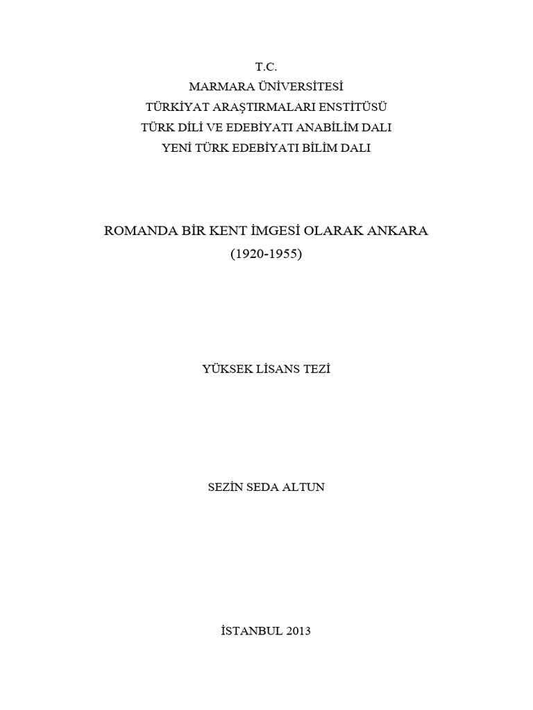 Romanda Bir Kent İmgesi Olarak Ankara (1920-1955) | PDF