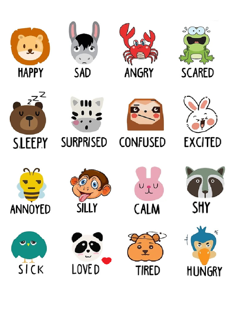 MEMORY Game ANIMALS and FEELINGS 2pgs Hard Paper | PDF