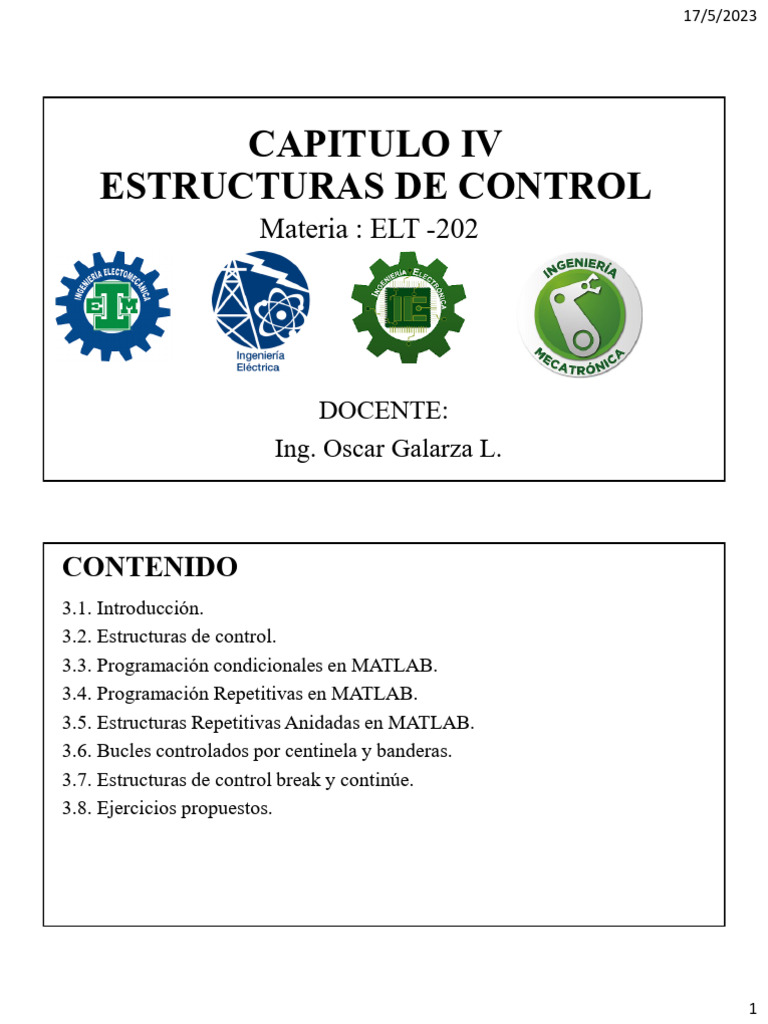 Estructuras de Control en MATLAB | PDF | Algoritmos | Programación de computadoras