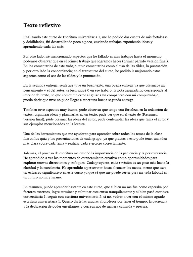 Texto Reflexivo | PDF