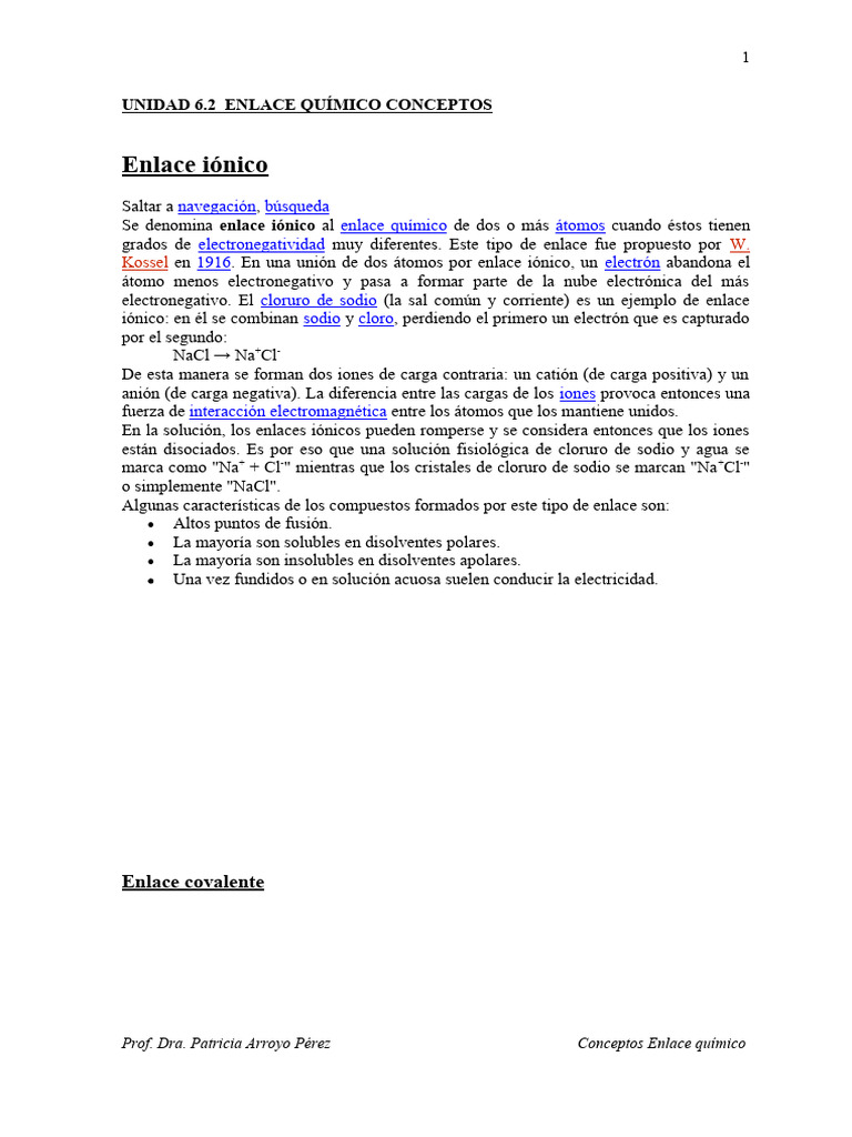 6 2 Enlace Químico Pdf Enlace Químico Enlace Covalente